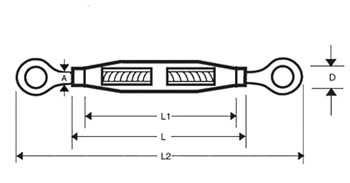 Eye Eye Open Turnbuckle M16 G316 Stainless Steel TRADE PACKS