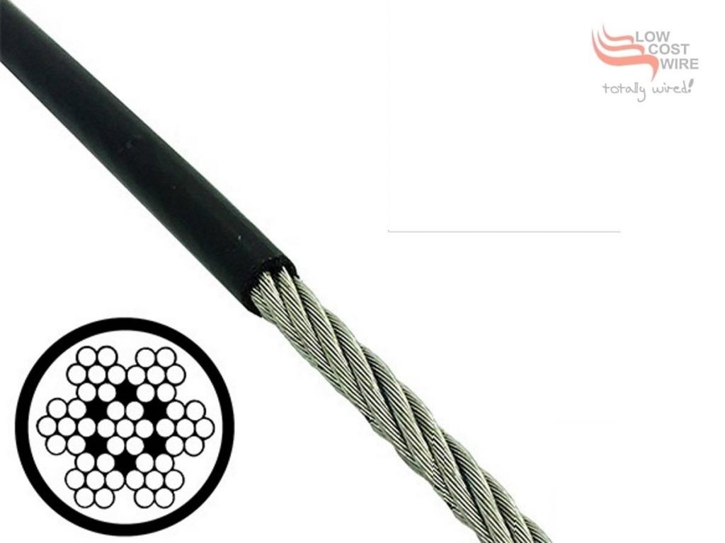 Tag Wire 1.5mm Black Coated G316 Stainless Steel Wire Rope ALL SIZES