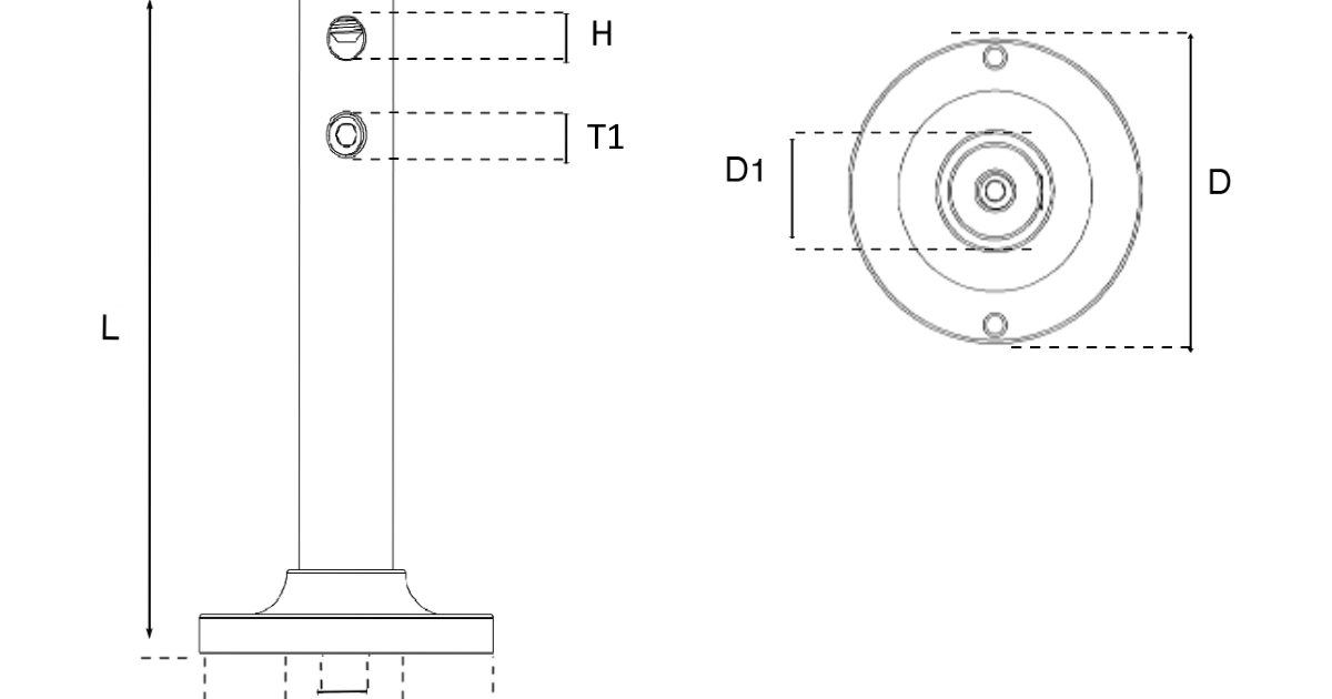 Wall Post 4 Hole 95mm M8 G316 Stainless Steel