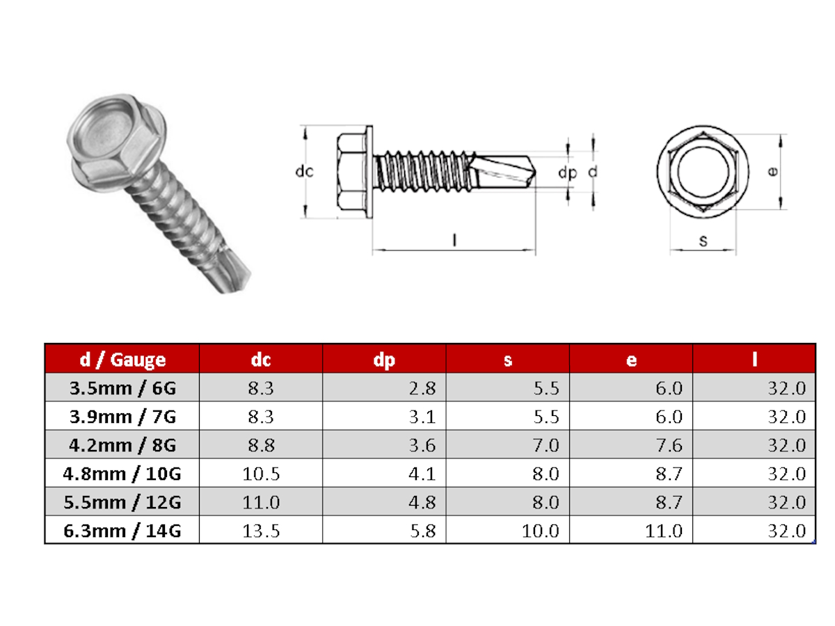 Tek Screw 14G 6 3mmx50mm G304 Stainless Steel TRADE PACKS Tek Screw 14G 6 3mmx50mm G304 Stainless Steel TRADE PACKS