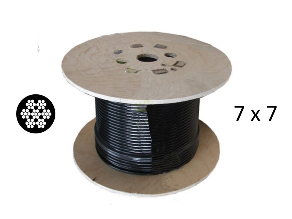 2.5mm 7×7 G316 Black Coated Stainless Steel Wire Rope
