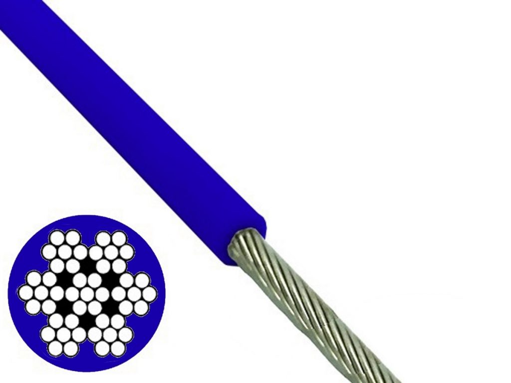2.5mm 7×7 G316 Blue Coated Stainless Steel Wire Rope