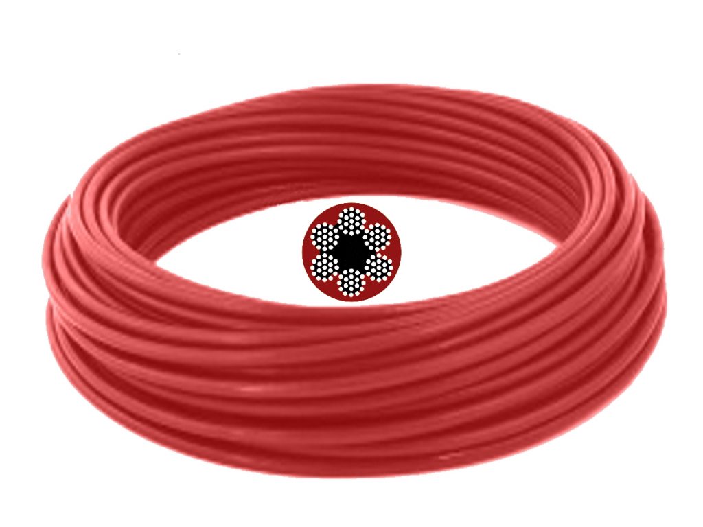 3.5mm 6×19 G1570 Red Coated Galvanised Steel Wire Rope