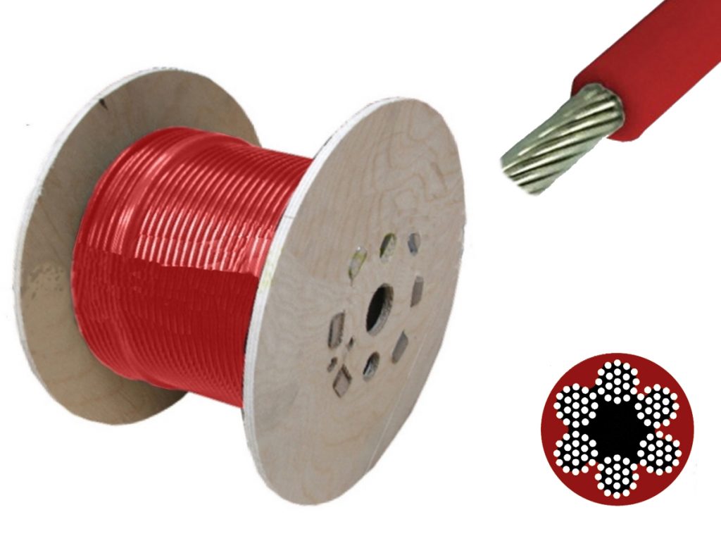 5mm 6×19 G1570 Red Coated Galvanised Steel Wire Rope