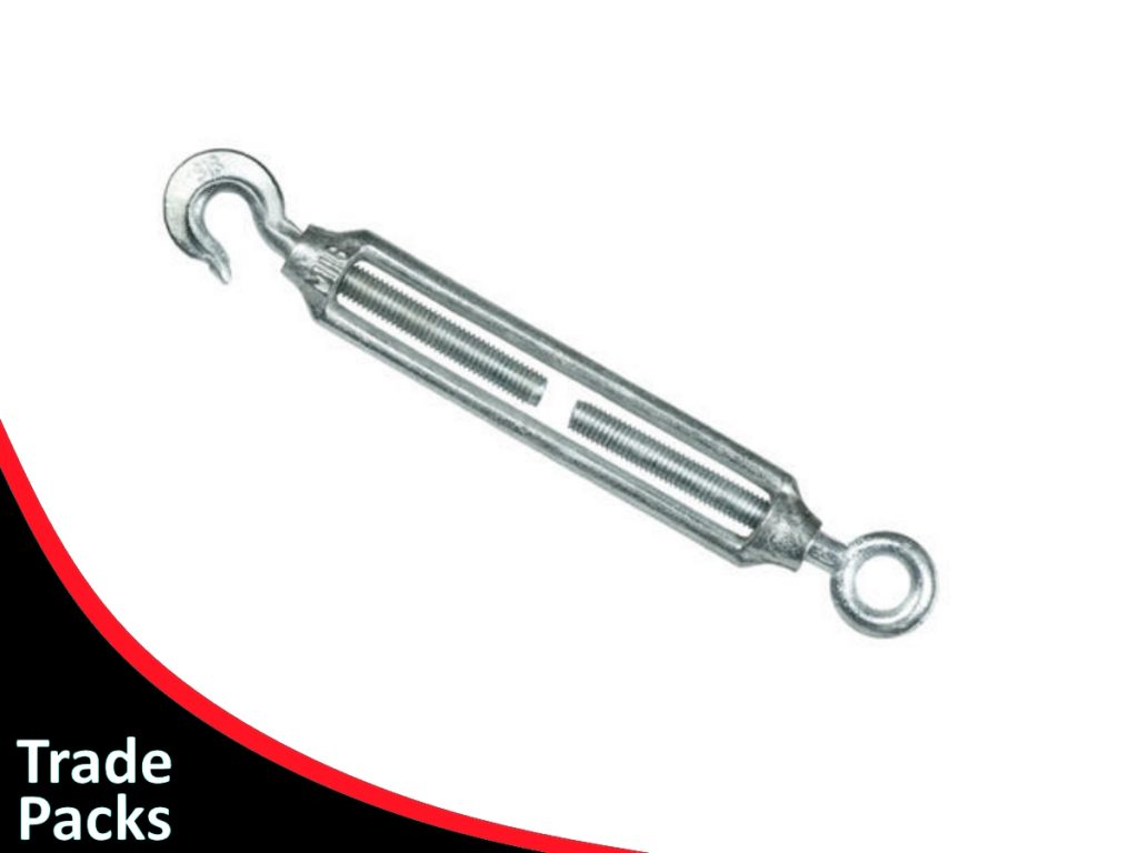 Hook Eye Open Turnbuckle M8 Cast Zinc Steel TRADE PACKS
