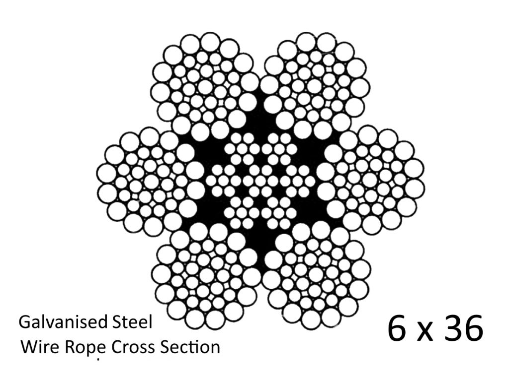 6×36 Galvanised Steel Wire Rope G1960 Specifications
