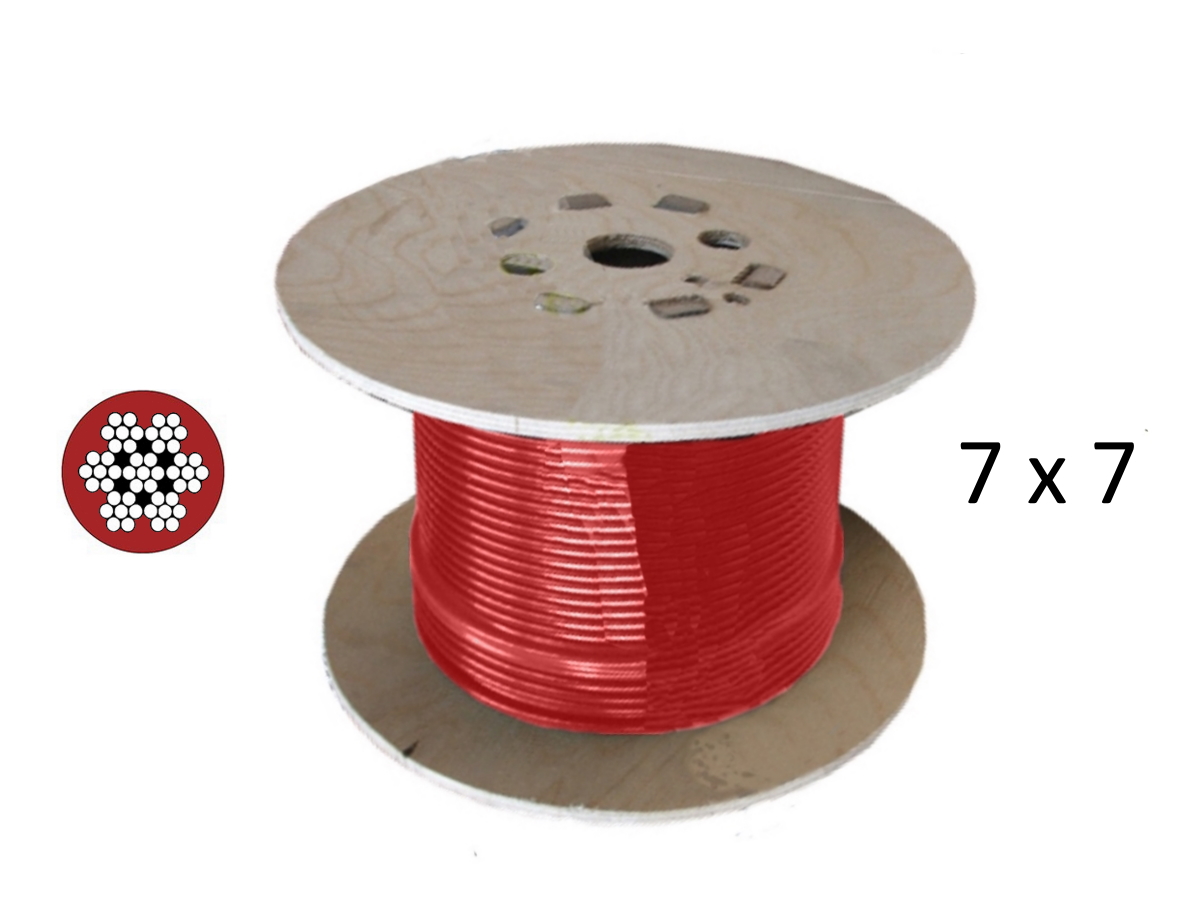 3.2mm 7×7 G316 Red Coated Stainless Steel Wire Rope – Low Cost Wire