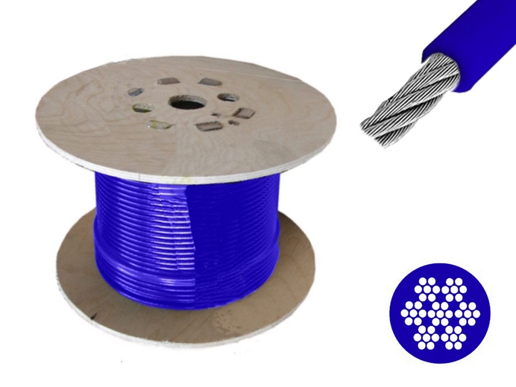 3.2mm 7×7 G316 Blue Coated Stainless Steel Wire Rope