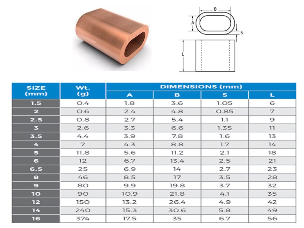 Oval Copper Swage Sleeves ALL SIZES
