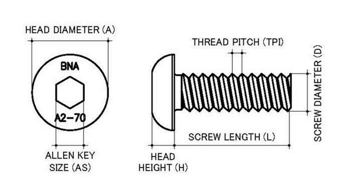 Button Head M5x20mm Machine Screw Stainless Steel TRADE PACKS