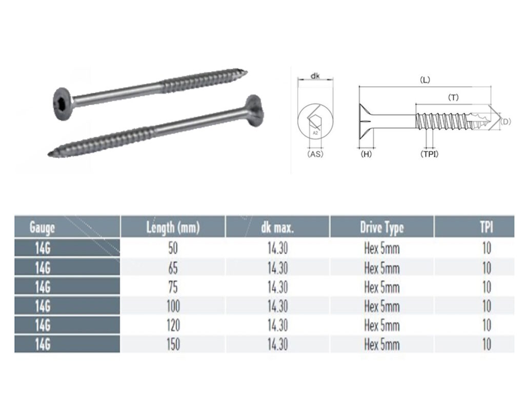 Batten Screw 14g Stainless Steel ALL SIZES